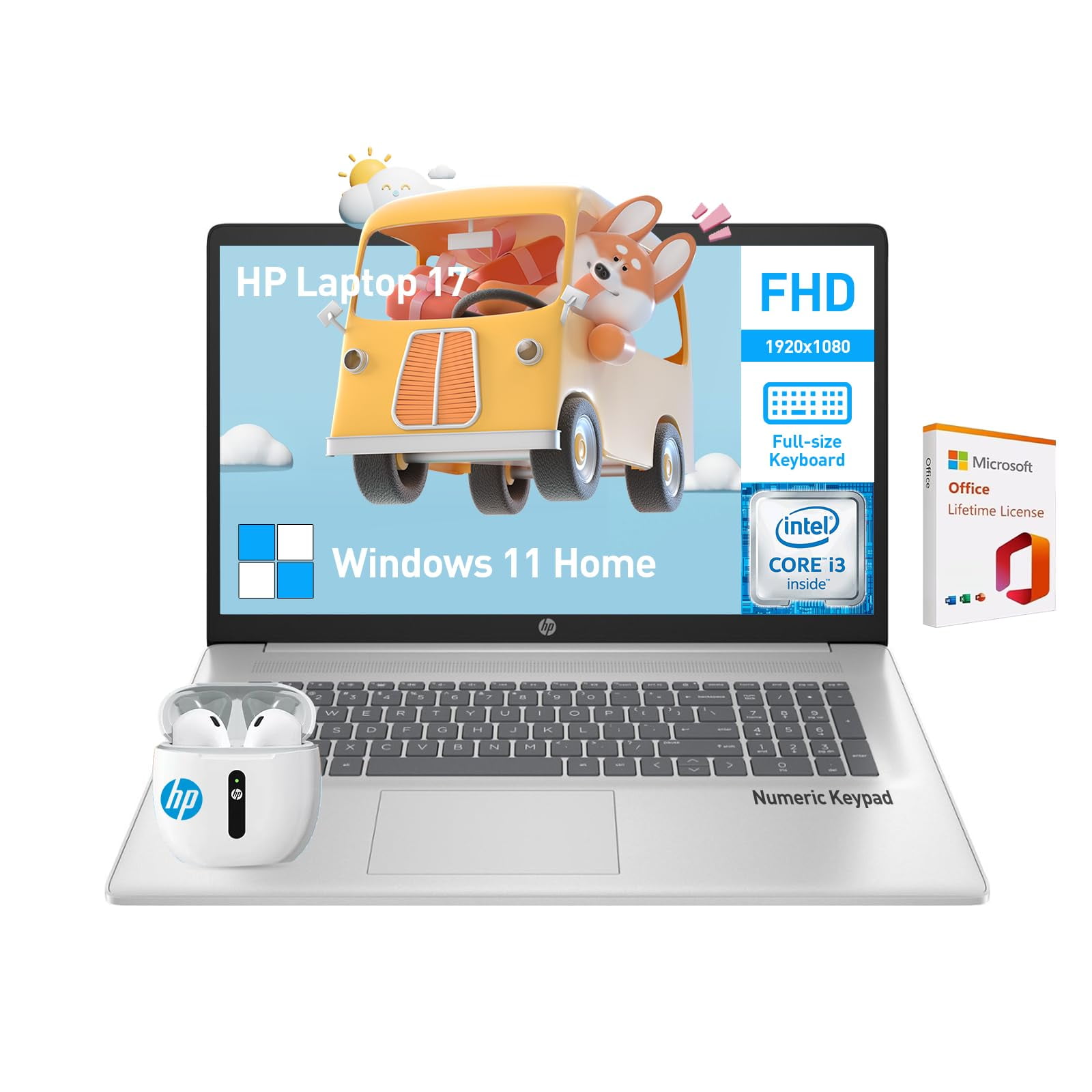 HP Laptops 17 inch, FHD IPS Screen 17.3 Laptop Computer PC, Intel Core ...