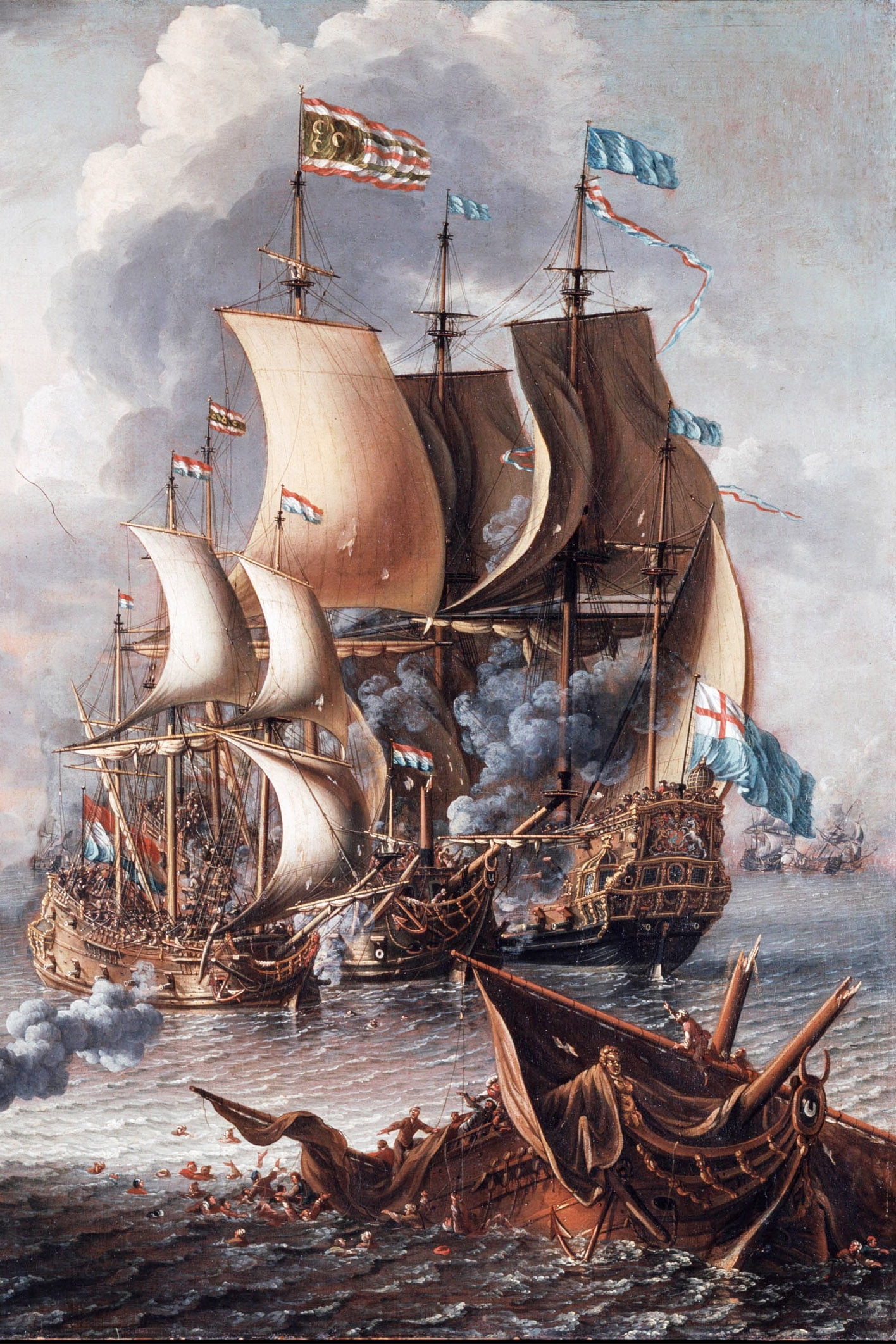 24x36 gallery poster, Sea Fight with Barbary Corsair Pirates by Laureys ...