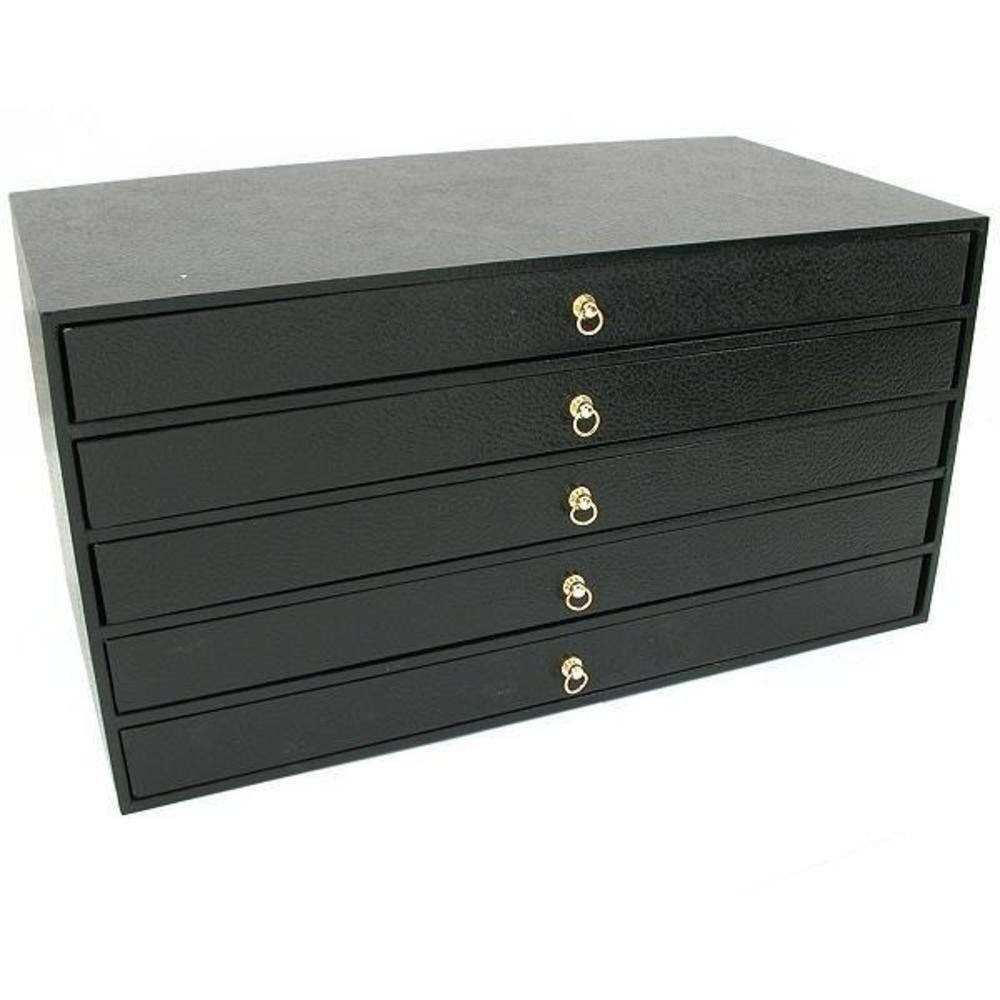 5 Drawer Jewelry Organizer Storage Display Case Box Black Walmart