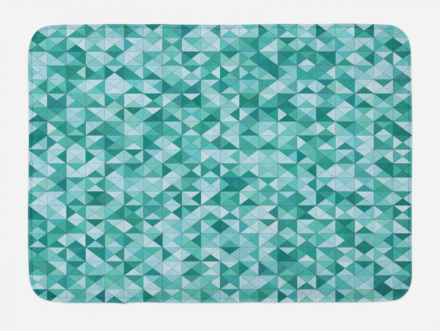 Teal Bath Mat, Triangle Mosaic with Polygon Shapes with Artistic ...