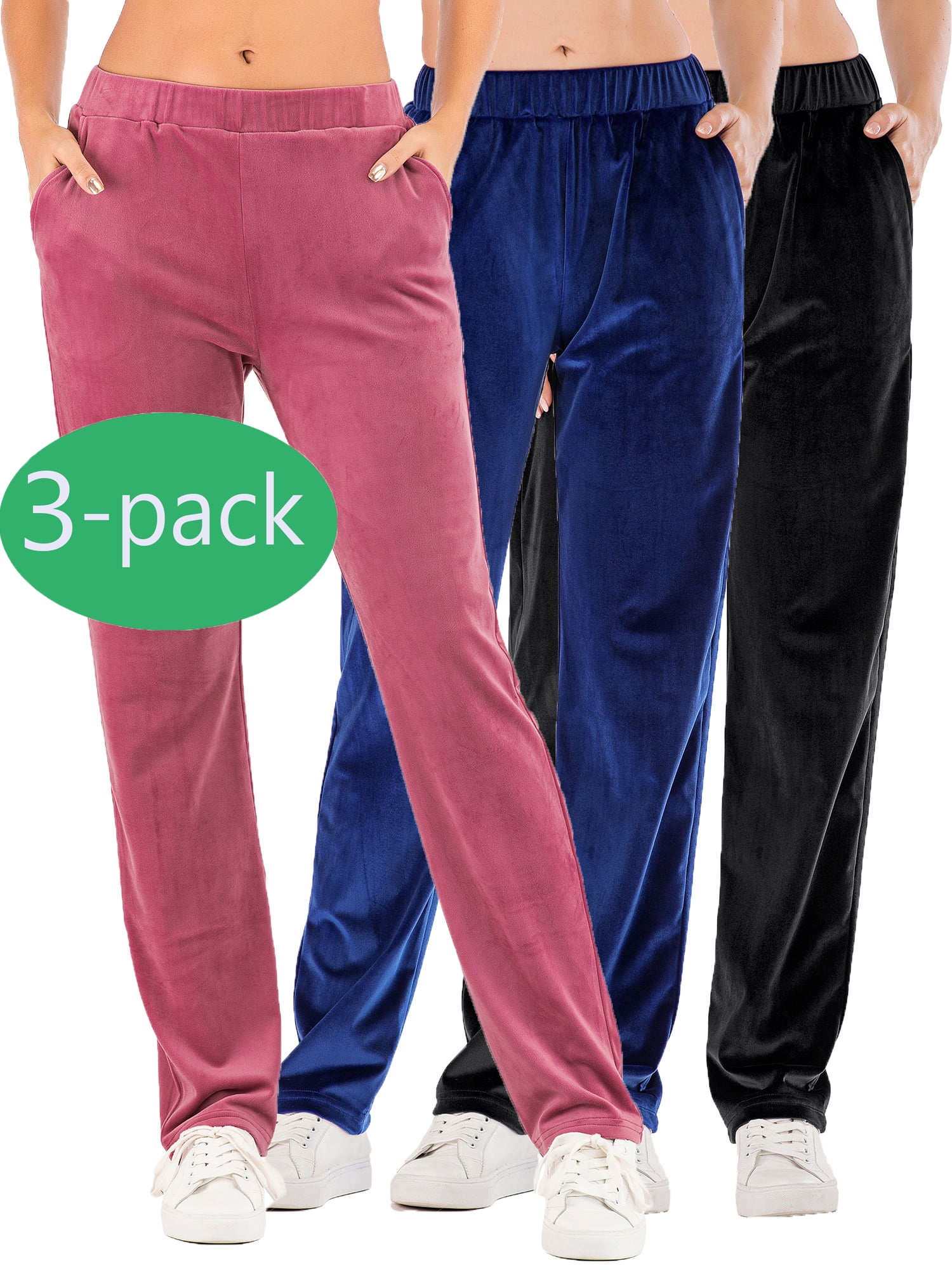 3 Pack Women's Sweatpants Sweatsuit Womens Jogger Sweatpants Velvet ...