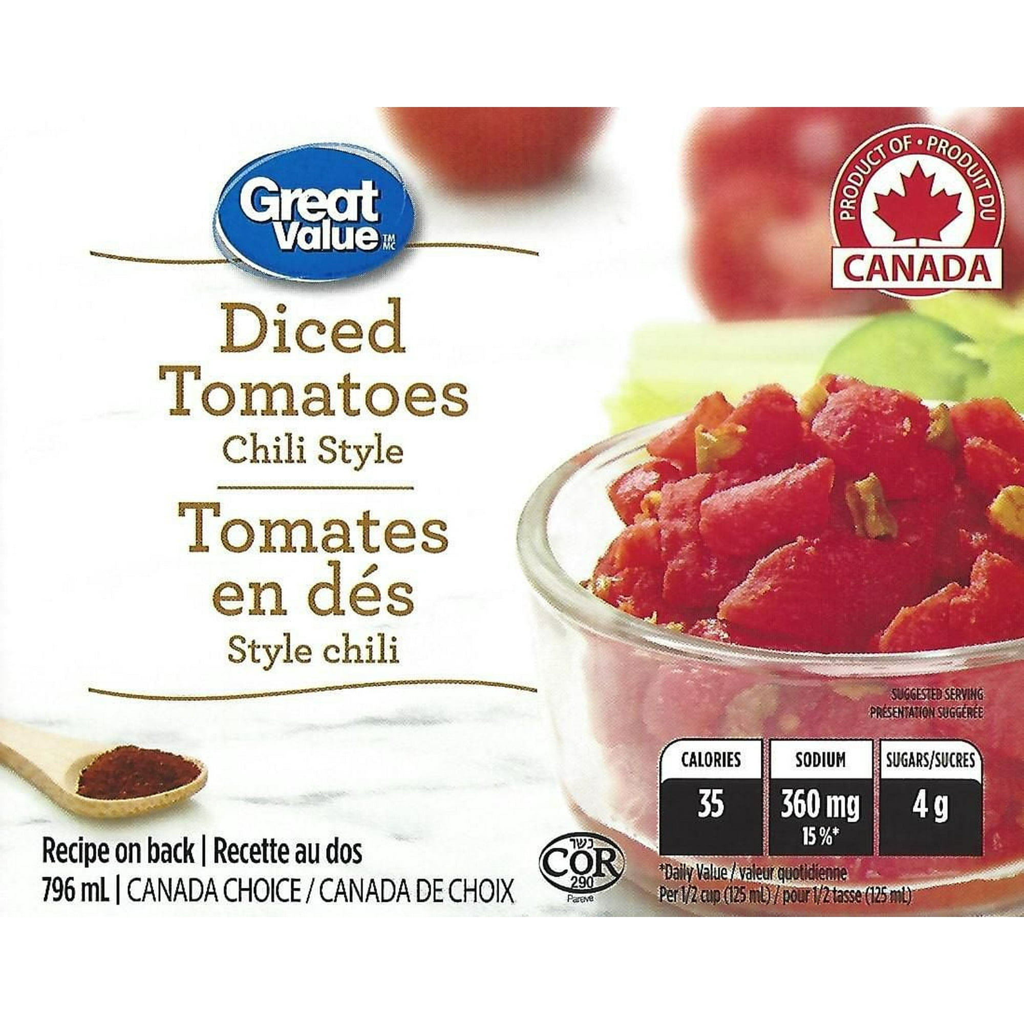 Click here for Great Value Chili Style Diced Tomatoes 796 Ml prices