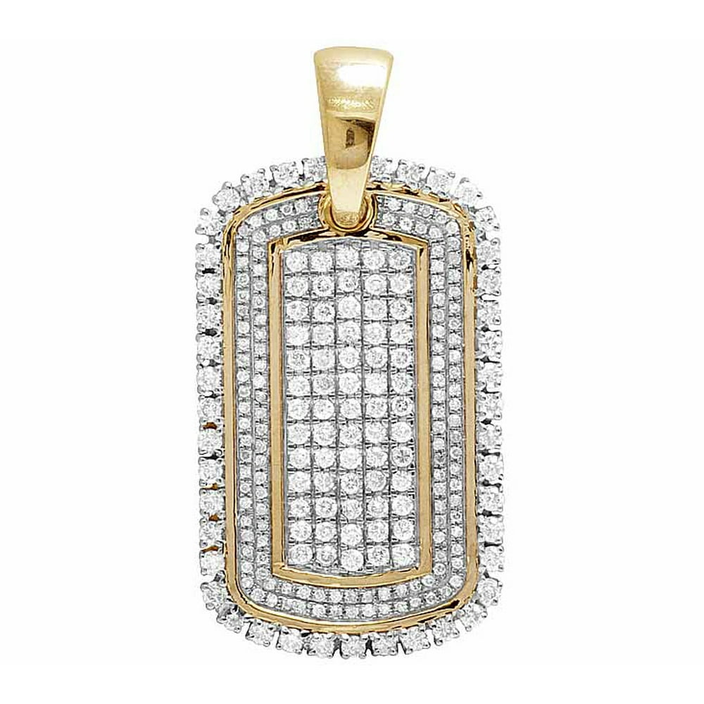 Jewelry Unlimited Men s 10K Yellow Gold Dog Tag Genuine Diamond Rows jewelry-unlimited-men-s-10k-yellow-gold-dog-tag-genuine-diamond-rows