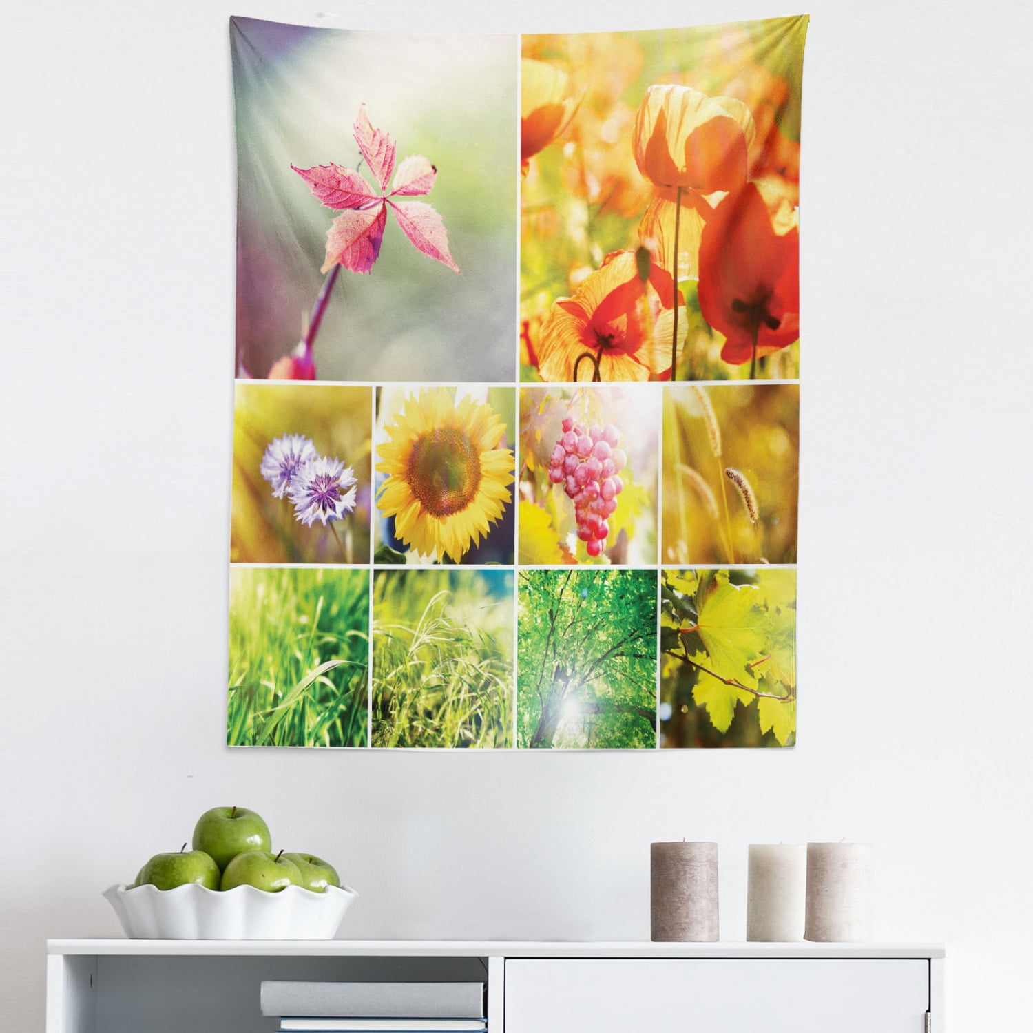Country Tapestry, Flourishing Spring Collage with Grapes Trees and ...