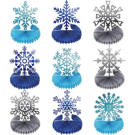 9 Pieces Snowflake Table Decorations Frozen Honeycomb Centerpieces ...