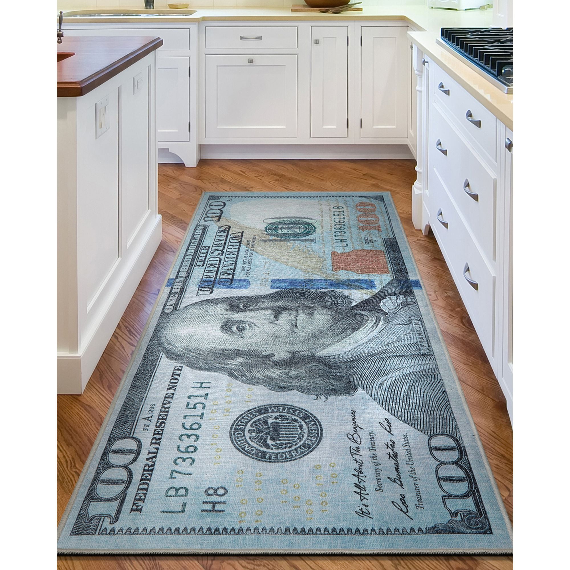 Free Shipping! Well Woven New Hundred Dollar Bill Money Rug Runner 3'3 ...
