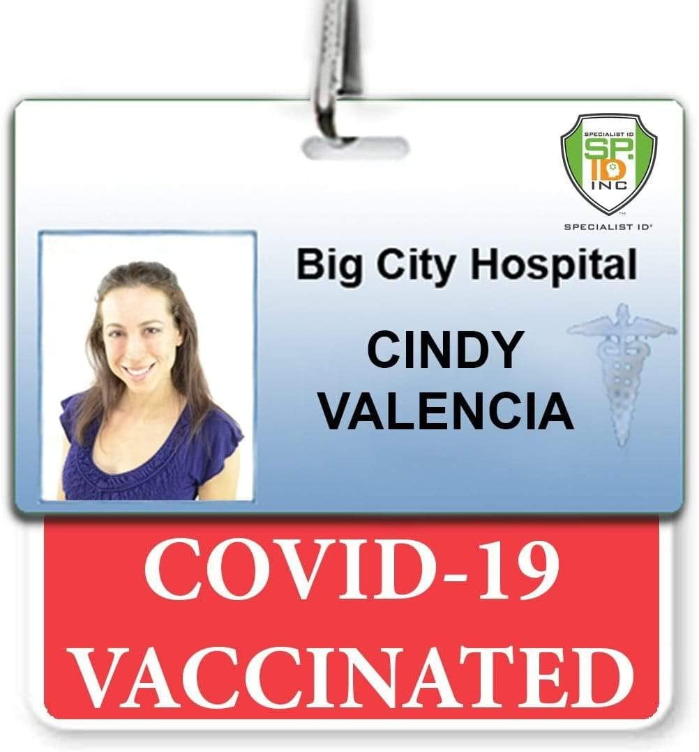 Buy Vaccinated Badge Buddy - Wear Behind Name Badges - Horizontal ...