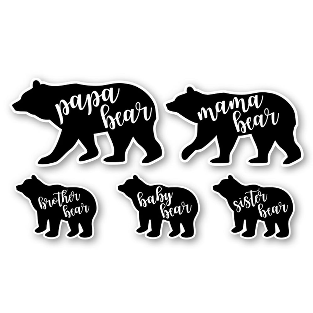 Bear Family - Mama Papa Baby Sister Brother - Car Family Stickers Set ...