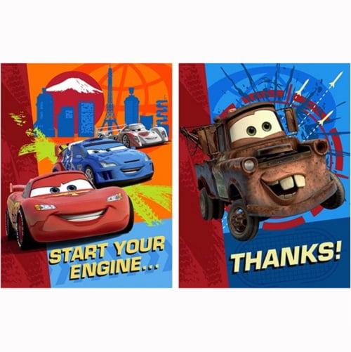 Cars 2 Invitations and Thank You Notes w/ Envelopes (8ct ea.) - Walmart.com