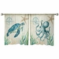 Coastal Animals Sheer Curtains 54 Inches Length 2 Panels Set, Window ...