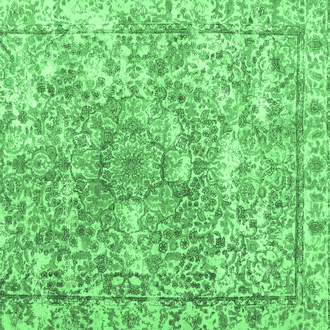 Ahgly Company Indoor Square Abstract Emerald Green Contemporary Area ...