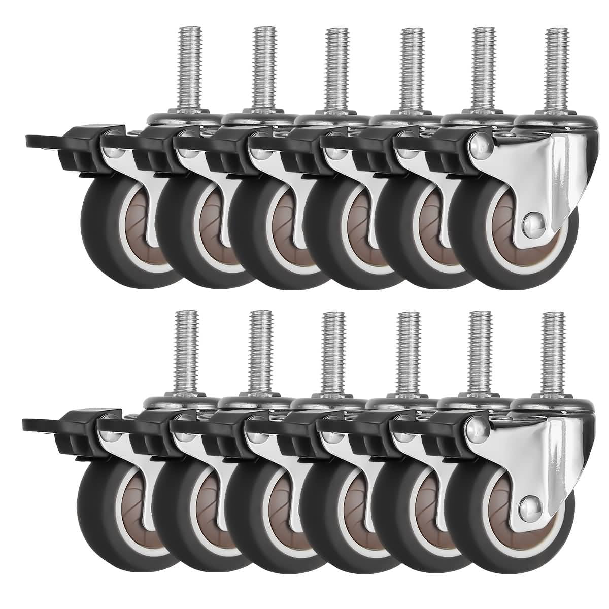 12 Pack 2 Inch Stem Caster Wheel Swivel with Brake Brown Rubber Caster ... 12 Pack 2 Inch Stem Caster Wheel Swivel with Brake Brown Rubber Caster ...