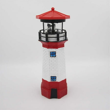 Solar Lighthouse 360 Rotating Led Light Garden Lighthouse Beacon Lamp ...