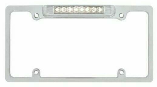United Pacific Chrome Deluxe License Plate Frame With White LED Back-Up ...
