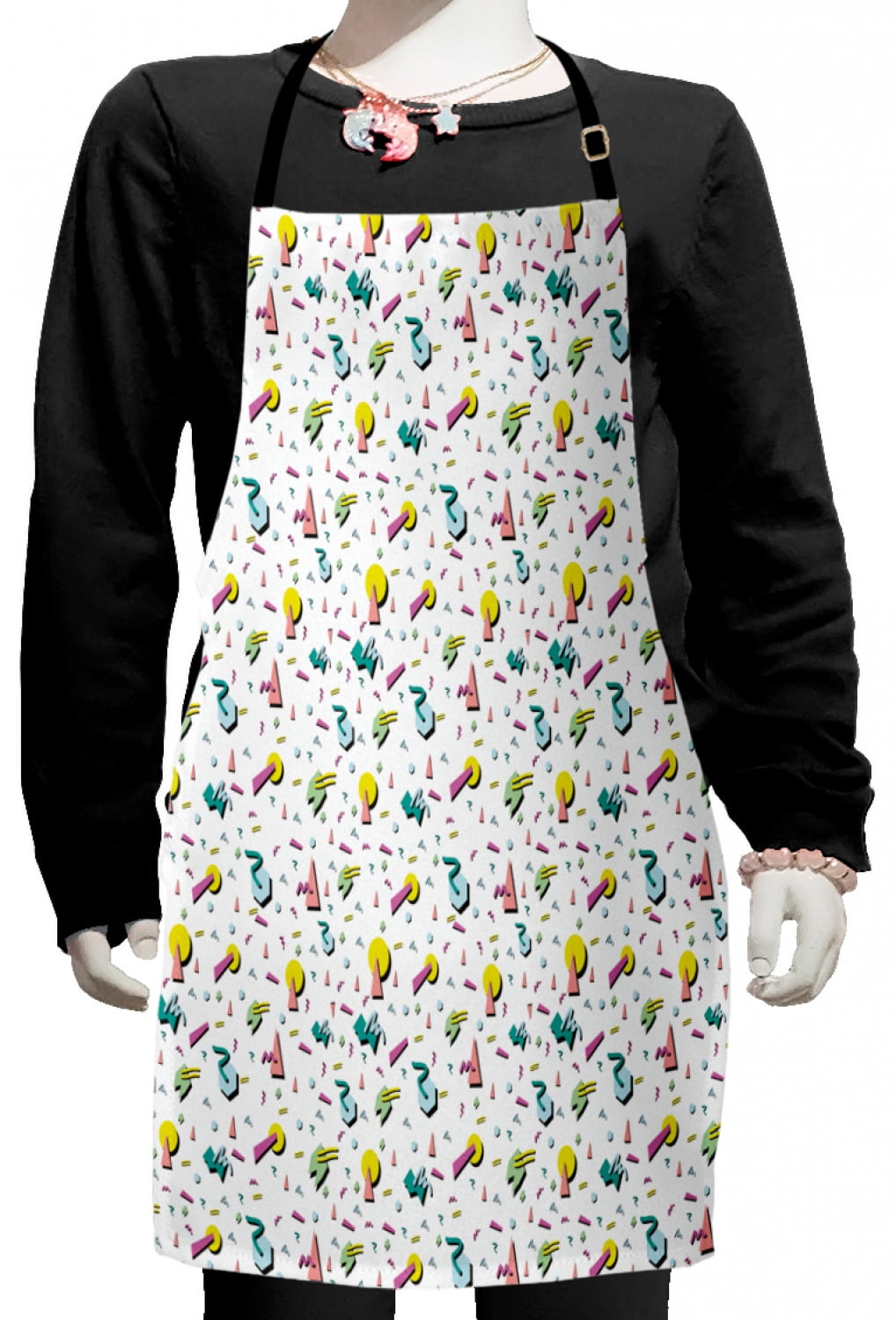 Vintage Kids Apron, 80's Fashion Style Retro Geometrical Doodle Funky ...