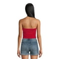 No Boundaries Red Strapless Rosette Ruched Tube Top (Women's) - Walmart.com