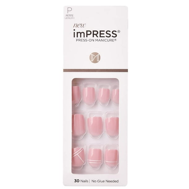 Kiss ImPress Press-On Manicure Pink Petite Length Square Shape Nails ...