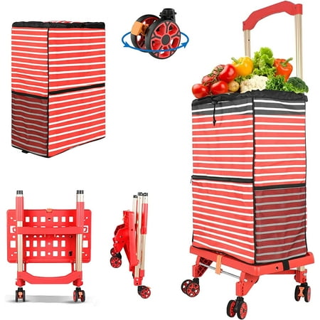 Folding Hand Truck Portable Dolly Utility Cart Rolling Crate with 4 ...