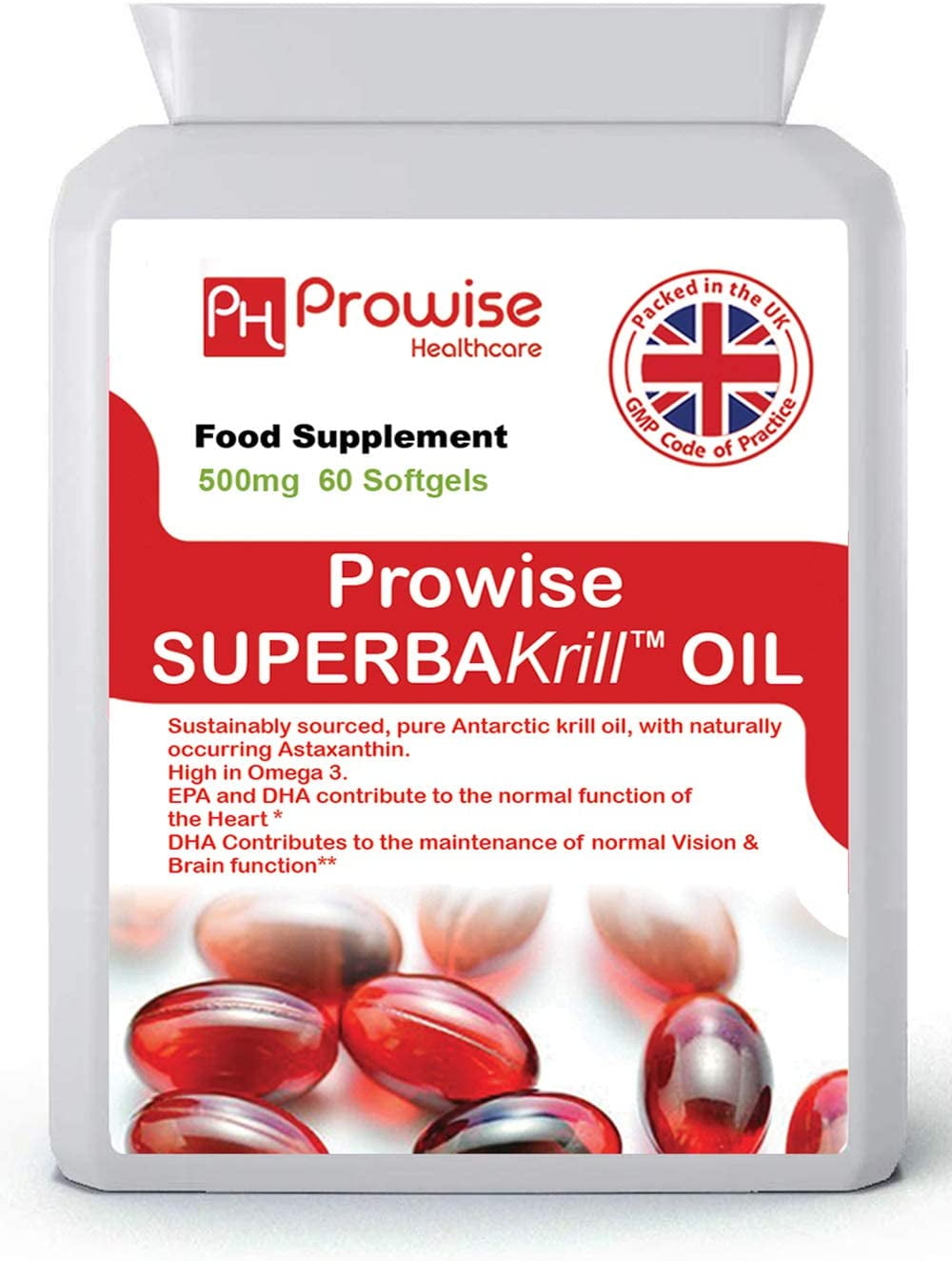 Superba Krill Oil 500mg 60 Softgels - 1000mg Per Serving - High Grade ...