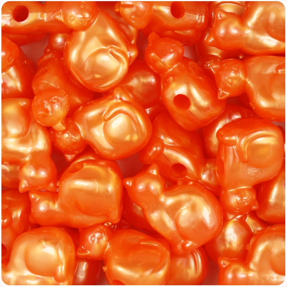 BeadTin Orange Pearl 23mm Cat Pony Beads (24pcs) - Walmart.com