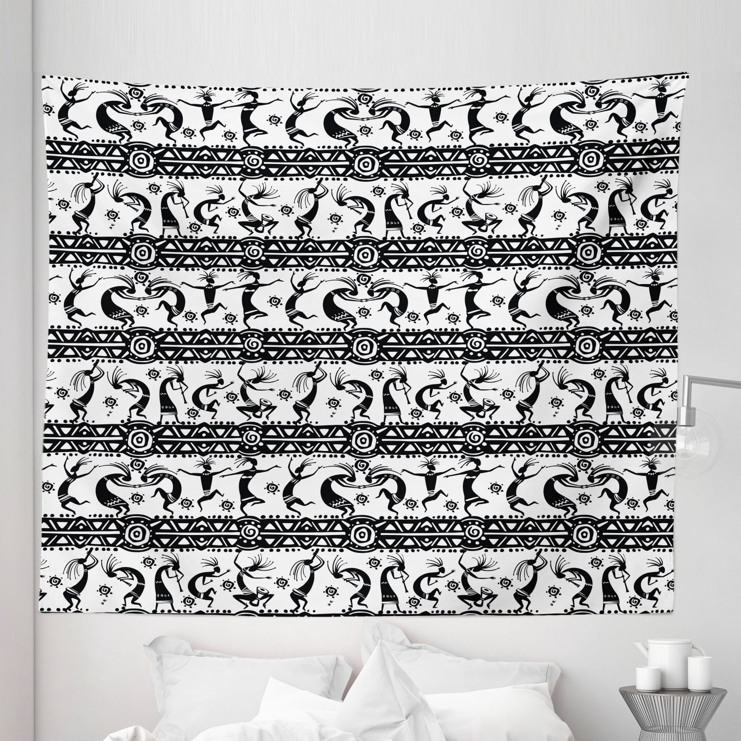 African Tapestry, Dancing Oriental Ornate Design Elements Folkloric ...