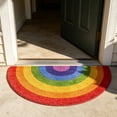 Colorful Semicircle Coir Doormat, Non-Slip Low Profile Durable Entry ...