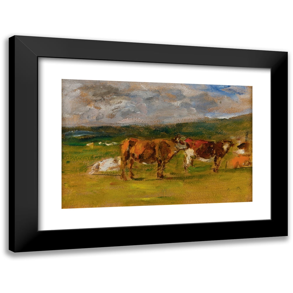Eugène Boudin 14x11 Black Modern Framed Museum Art Print Titled - Cows ...
