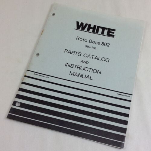 White Roto Boss 802 Tiller Parts Catalog Instruction Operators Owners ...