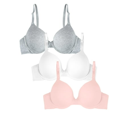 Fruit of the Loom Women's T-Shirt Bra, Blushing Rose/White/Grey Heather ...