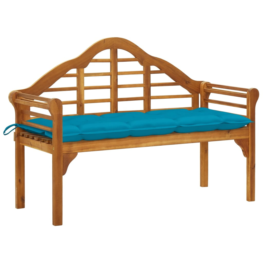 vidaXL Solid Acacia Wood Garden Queen Bench with Cushion Outdoor Multi ...