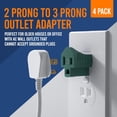 MeasuPro 3-Prong to 2-Prong Grounding Adapter Plug - 4 Piece for Wall ...
