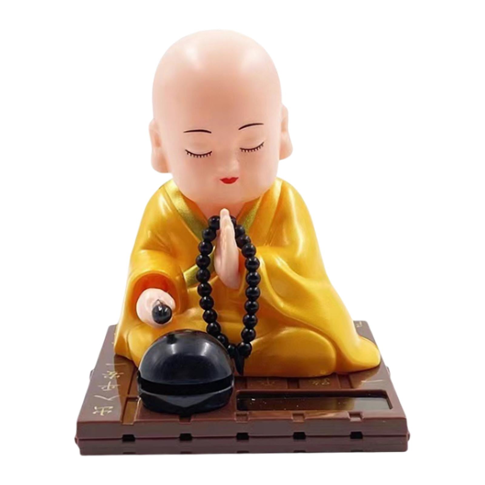 Little Monk Figurine Solar Powered Car Toy Car Decoration Nodding Head ...
