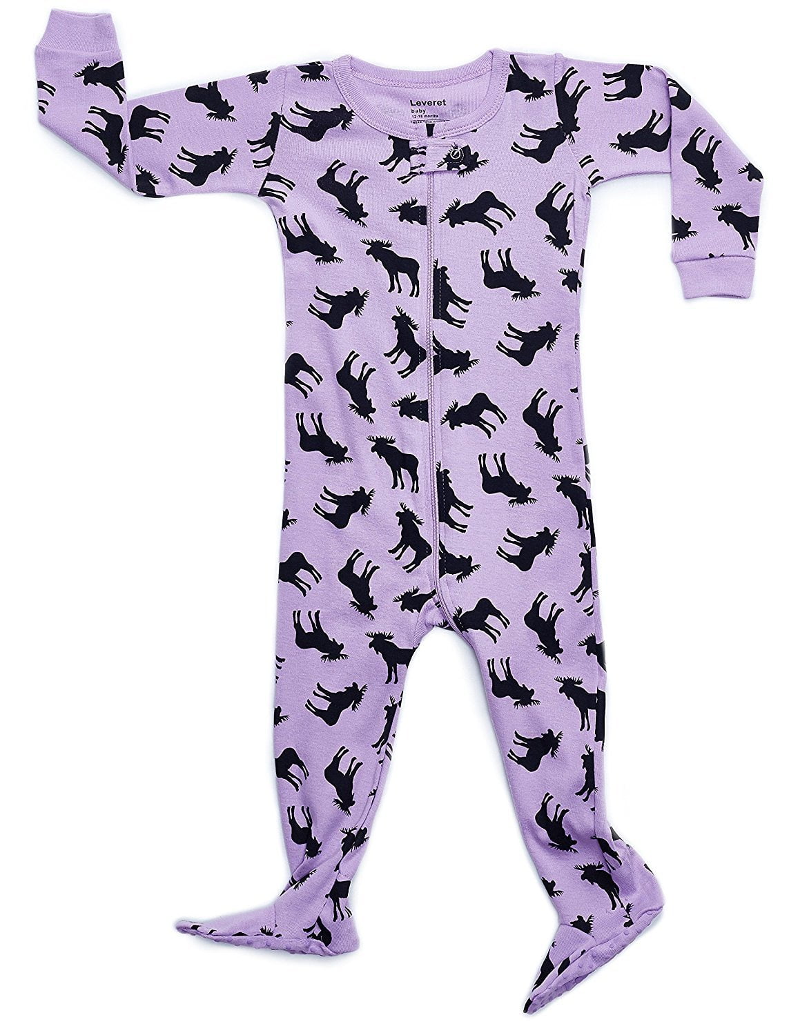 Leveret Kids Purple Moose Baby Boys Girls Footed Pajamas Sleeper ...