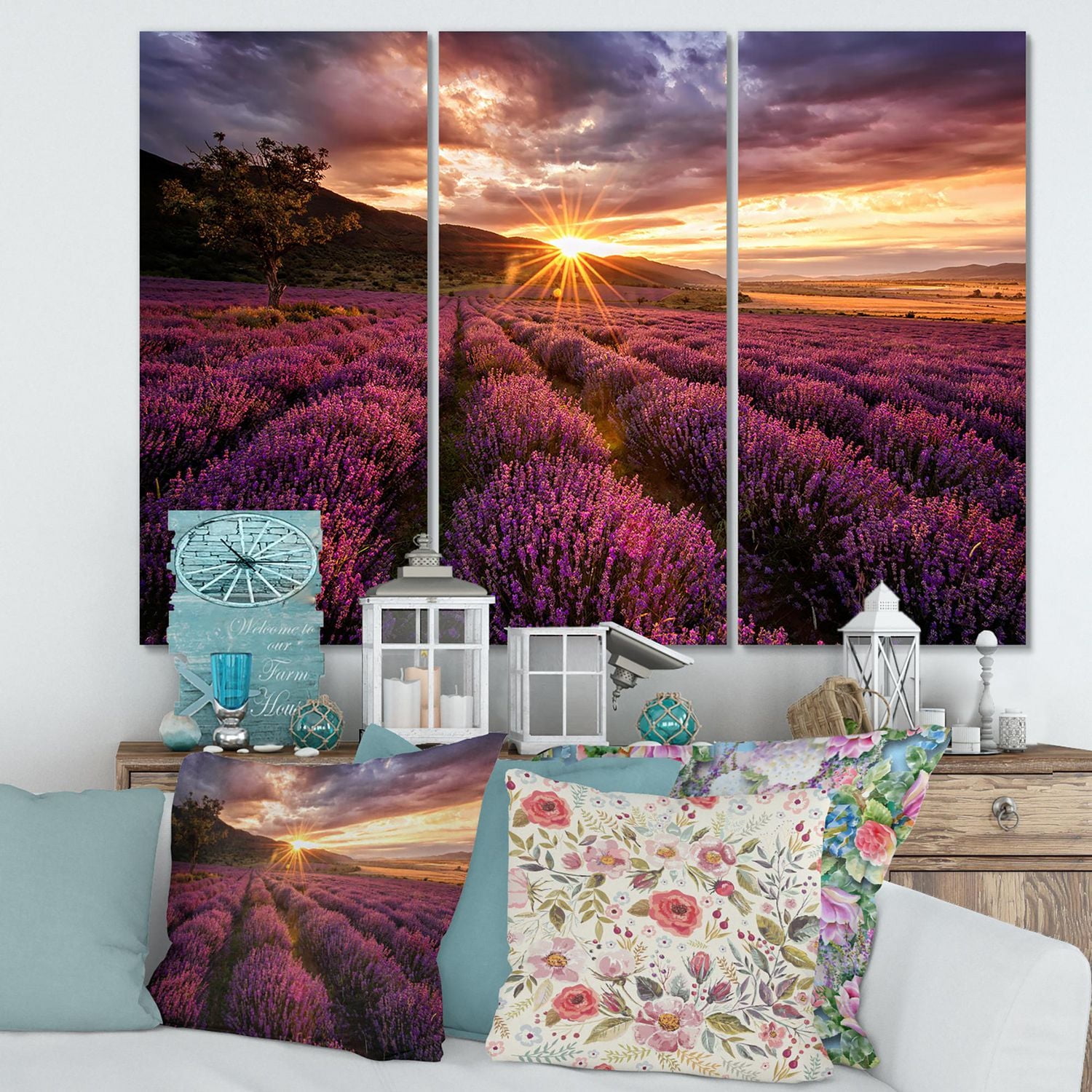 Click here for Designart Sunrise & Dramatic Clouds Over Lavender... prices