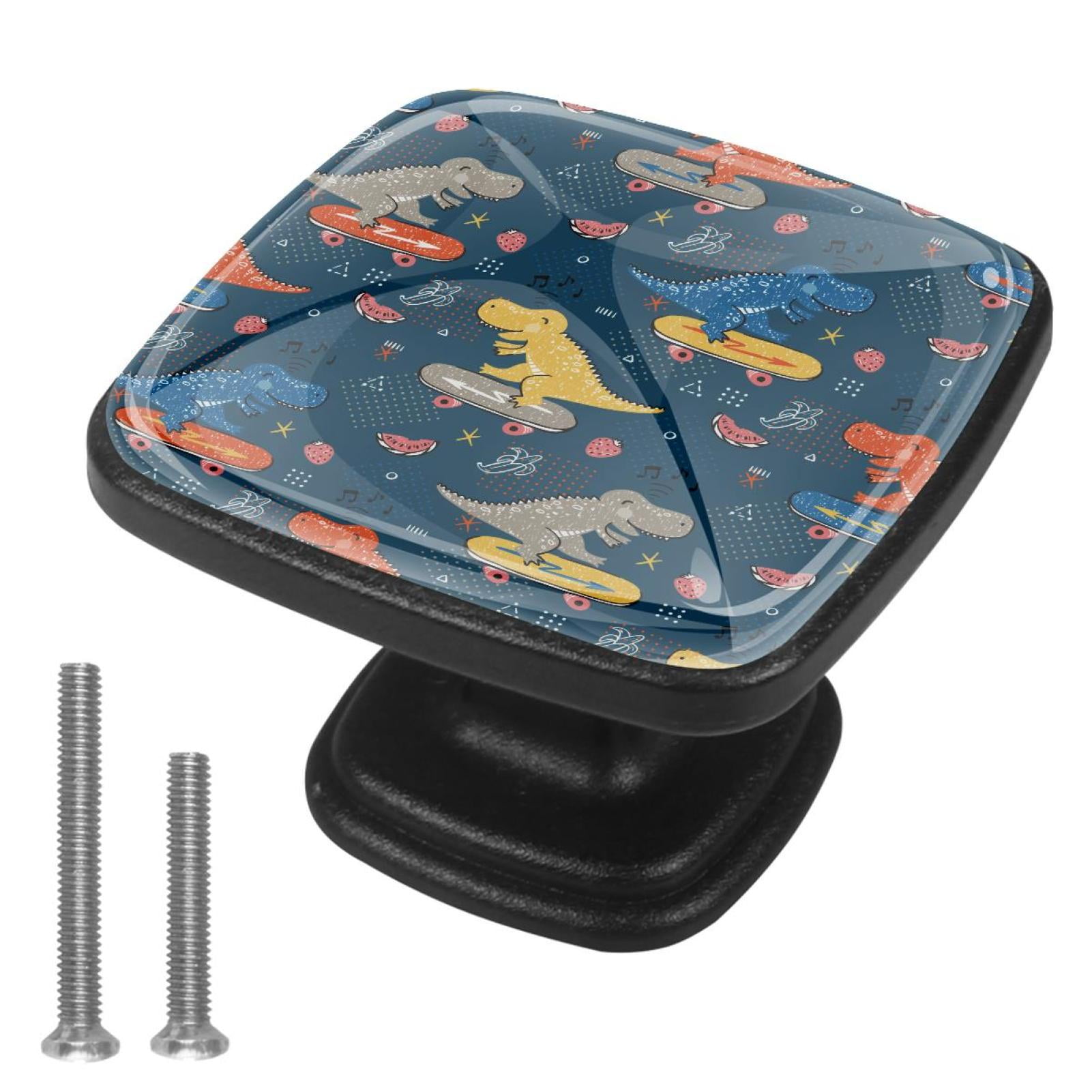 4 Pcs Cabinet Handle Drawer Pulls Dinosaur Knobs with Screws Square ...