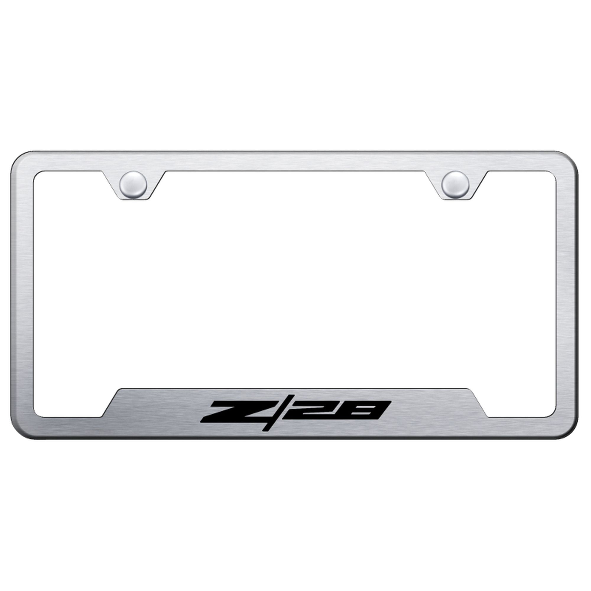 Chevy Z28 Laser Etched Logo Cut-Out License Plate Frame (Brushed Chrome ...