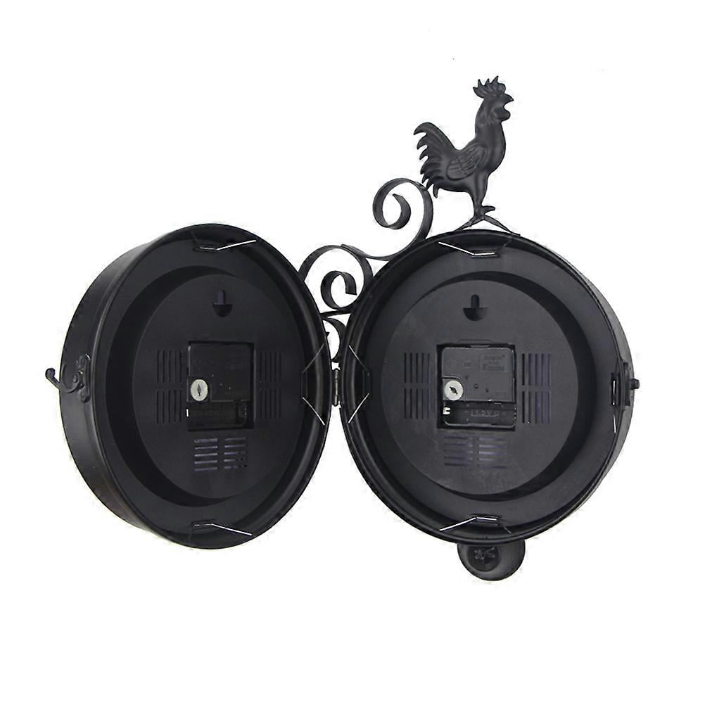 Wrought Iron Wall Clock for Time Counting Outdoor Double-Sided Bell ...