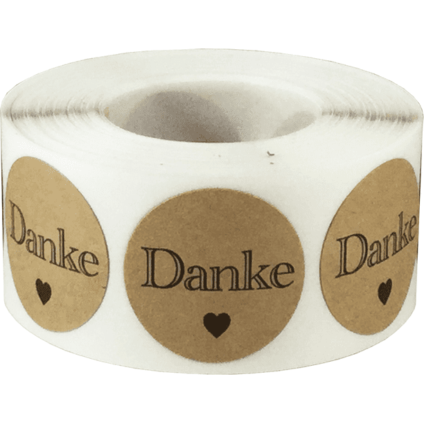 Danke German Thank You Natural Kraft Adhesive Stickers 1 Inch Round ...