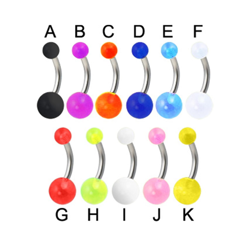 Acrylic UV Ball Customizable Belly Button Ring, 12 Ga,3/8" (10Mm) Long ...
