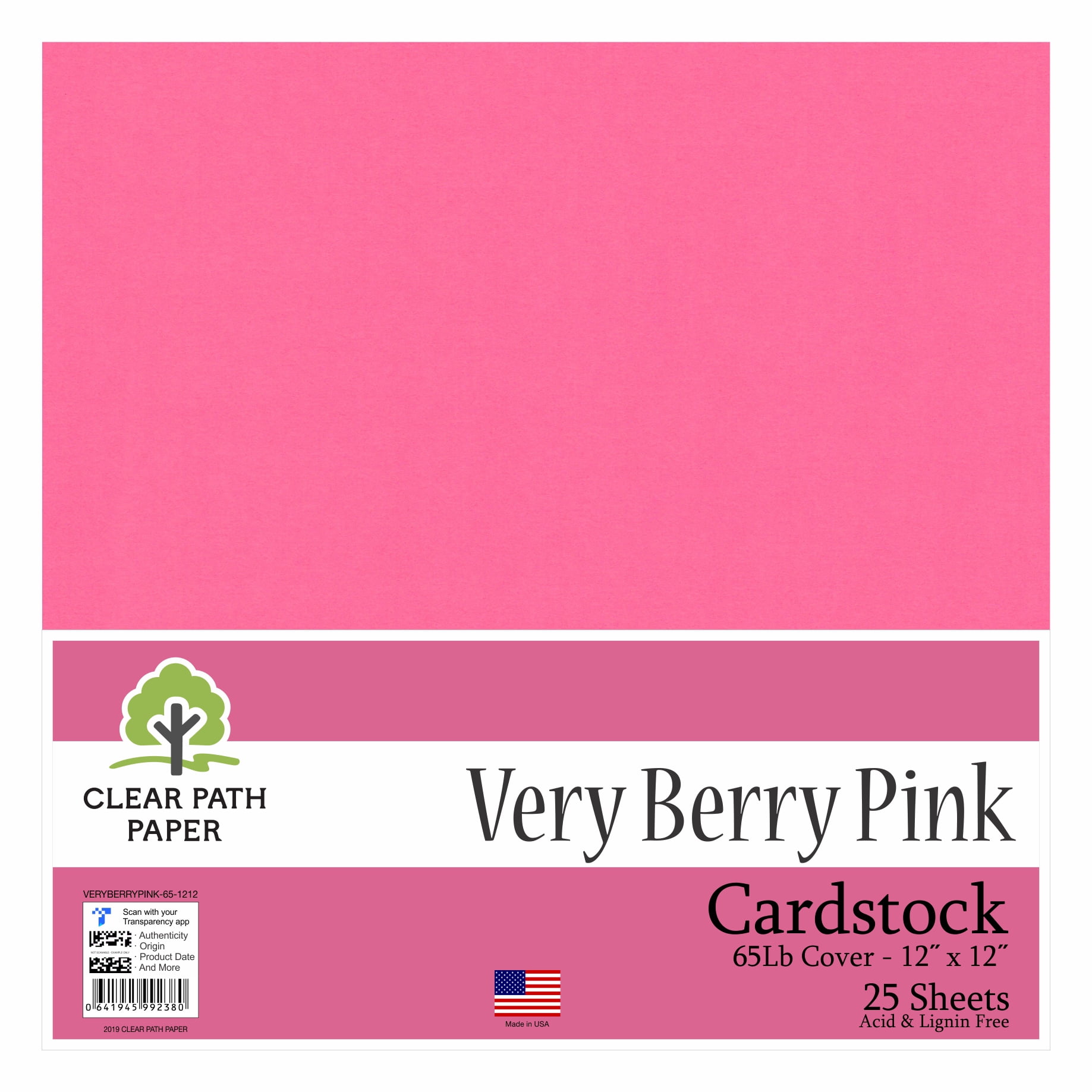 Very Berry Pink Cardstock - 12 x 12 inch - 65Lb Cover - 25 Sheets ...