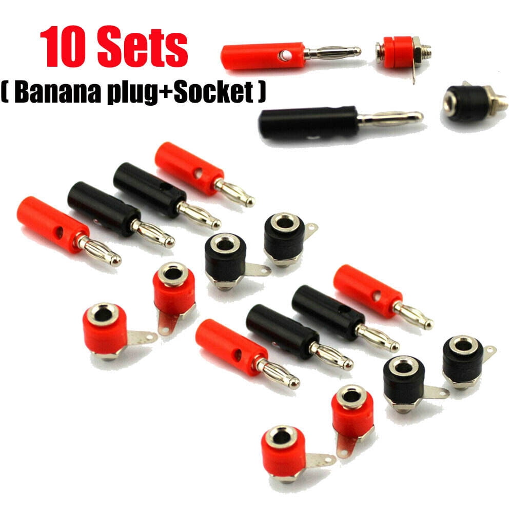 Male + Female 4mm Banana Plug + Socket Screw Connector J072 Audio ...