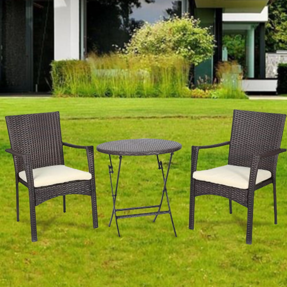 Two Chairs And Table Set Outdoor, 3-Piece Patio Bistro Set, Brown ...