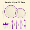350PCS Clear and Purple Disposable Plates Set for 50 Guests, 100 ...