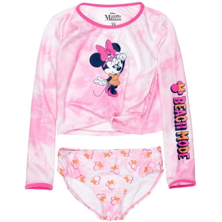 Disney Minnie Mouse Little Girls Pullover Swim Rash Guard Bottom Pink 5 ...