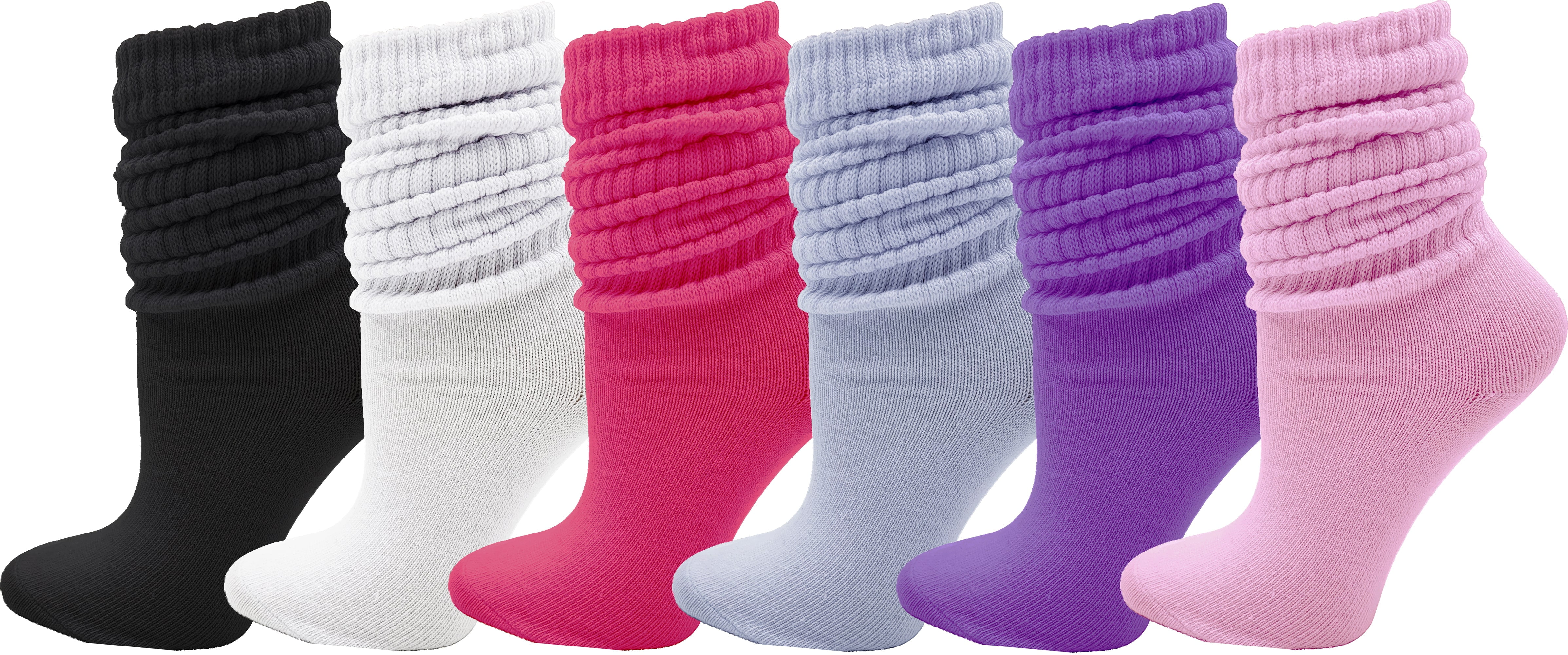 6 Pairs Slouch Socks for Women, Soft Extra Long Scrunch Knee High Sock ...