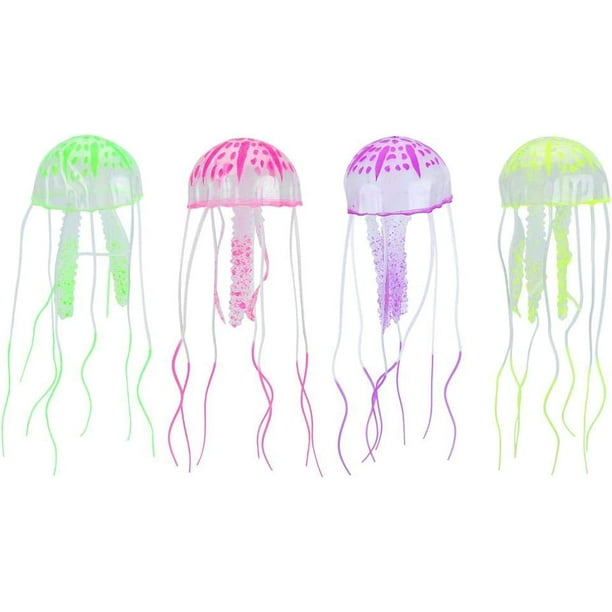 4 pieces of luminous jellyfish, aquarium simulated artificial jellyfish ...