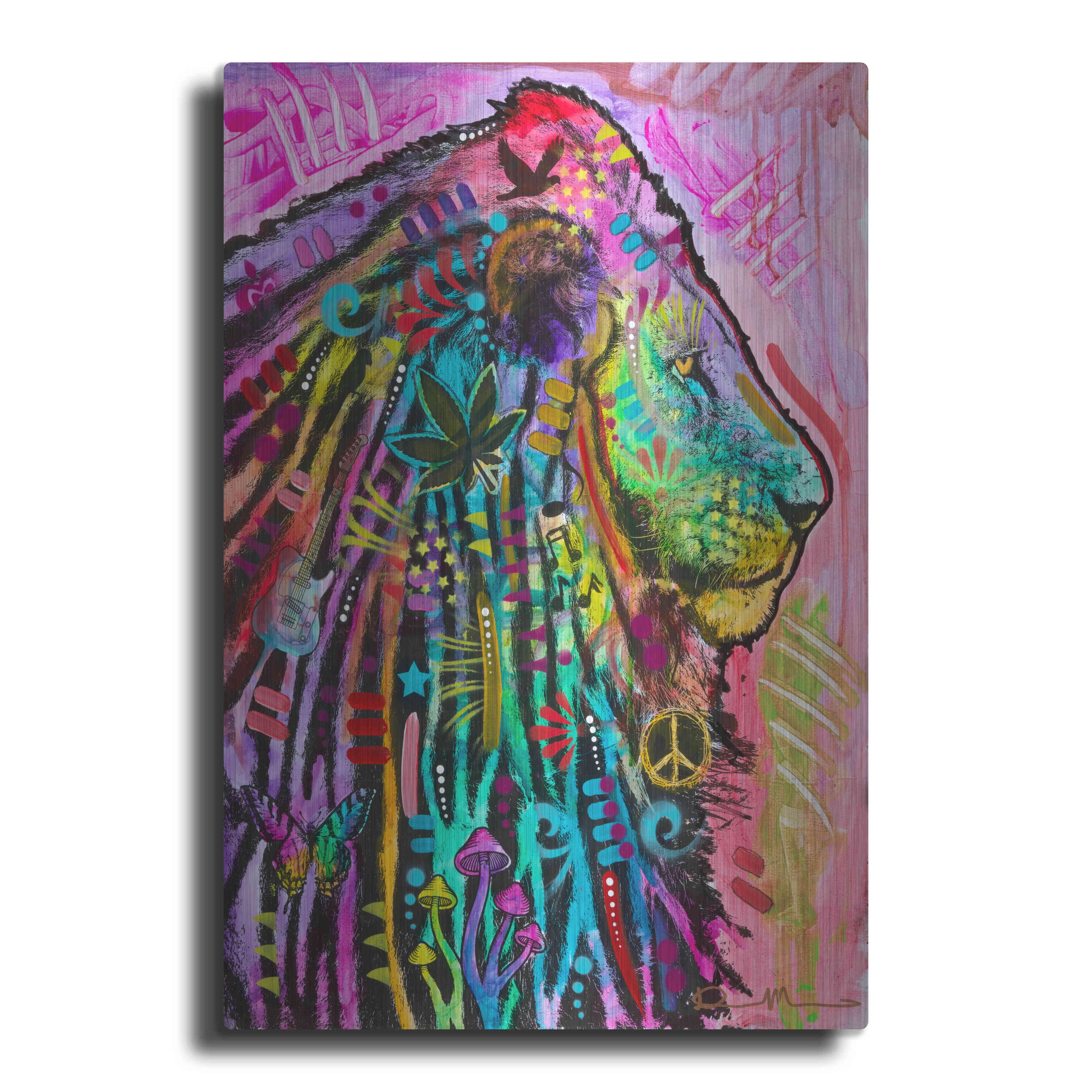 Luxe Metal Art 'Syco-Delic Lion' by Dean Russo, Metal Wall Art, 12"x16 ...