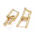Brass Huggie Hoop Earrings Long-Lasting Plated Rectangle Real 18K Gold ...
