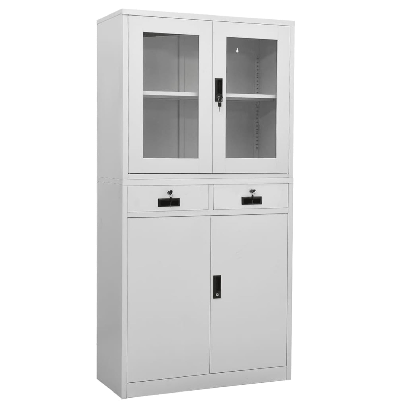 Anself Office Cabinet With 2 Drawers 2 Steel Doors And 2 Glass Door anself-office-cabinet-with-2-drawers-2-steel-doors-and-2-glass-door