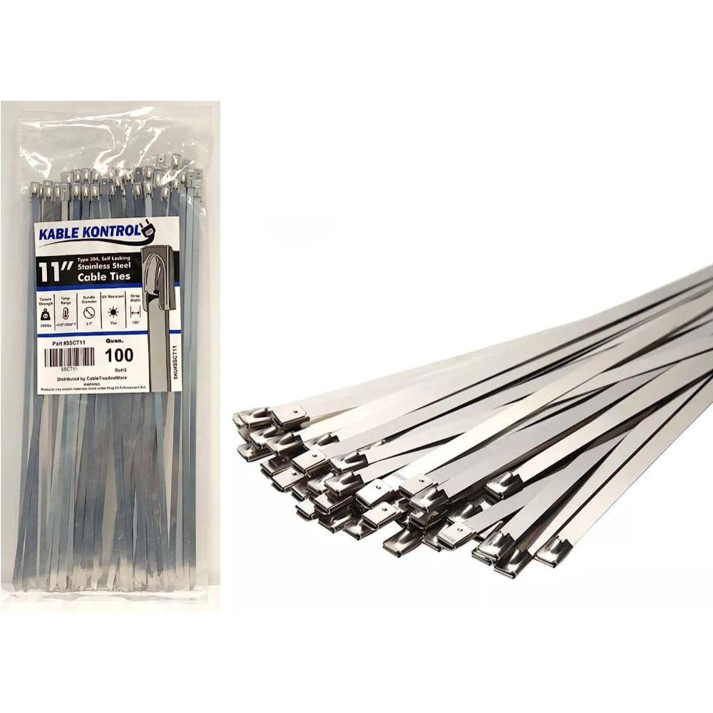 Kable Kontrol Stainless Steel Metal Zip Ties - 11" Long - 200 Lbs ...